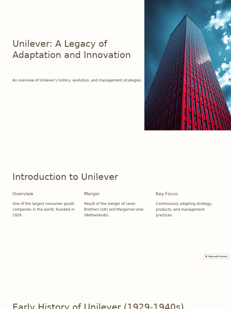 Unilever a Legacy of Adaptation and Innovation | PDF | Unilever ...