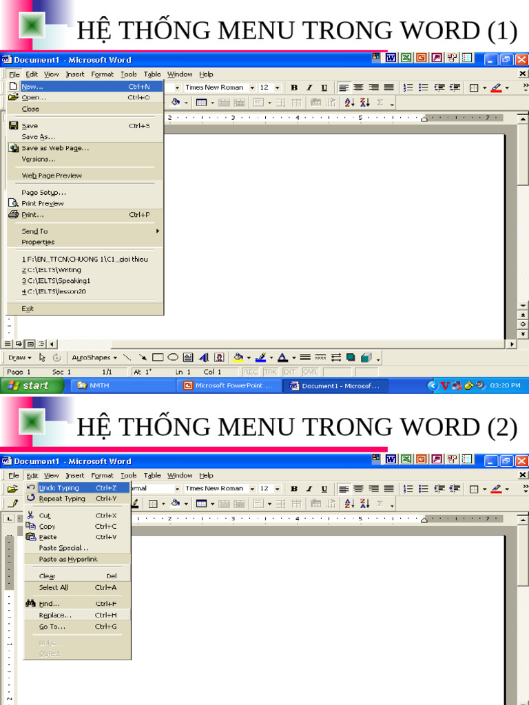 HỆ THỐNG MENU TRONG WORD | PDF