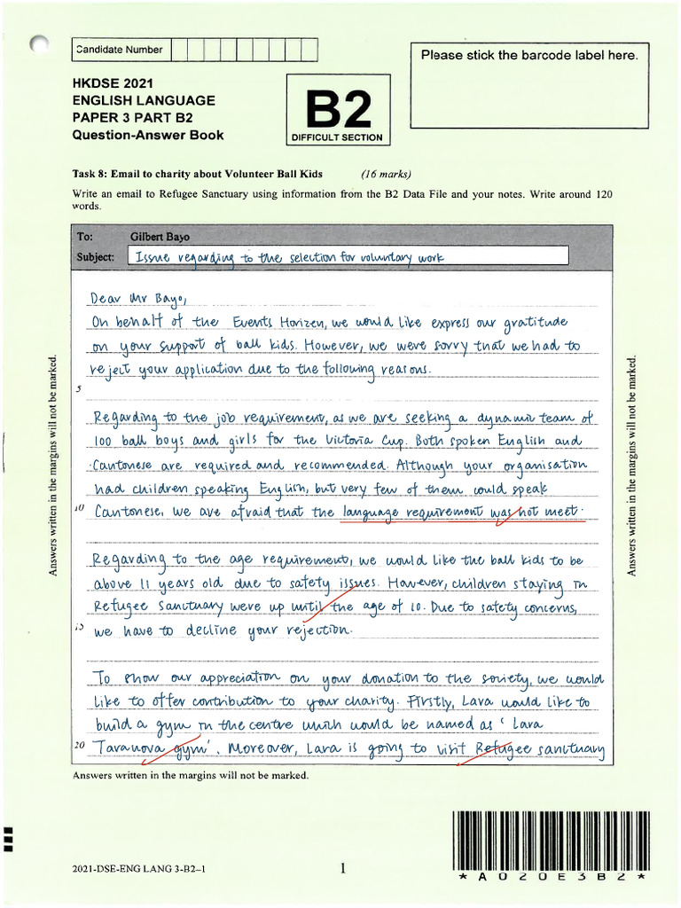 2021 HKDSE English Language Paper 3B2 | PDF