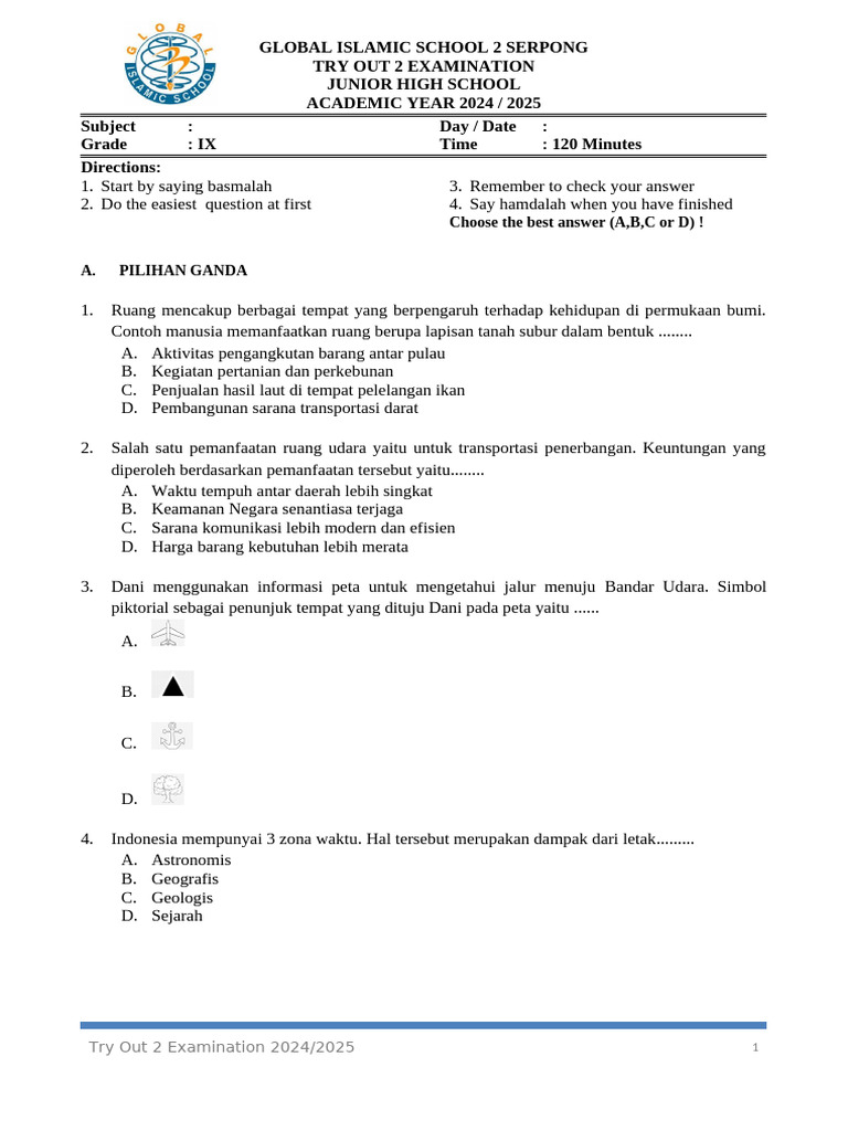 1. SAMPLE FORMAT SOAL TO 2 | PDF