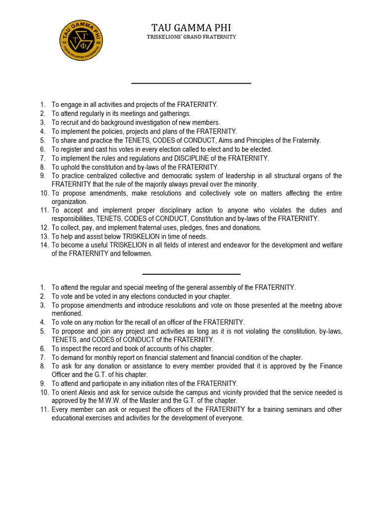 Tenets GMTC | PDF | Fraternities And Sororities | Fraternities