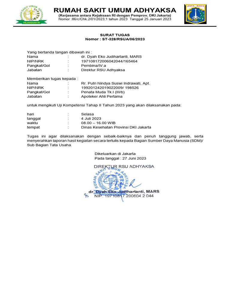 Surat tugas 2023 ukom | PDF