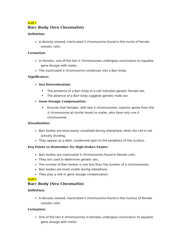 Barr Body Visualization in Interphase | PDF | Chromosome | Life Sciences