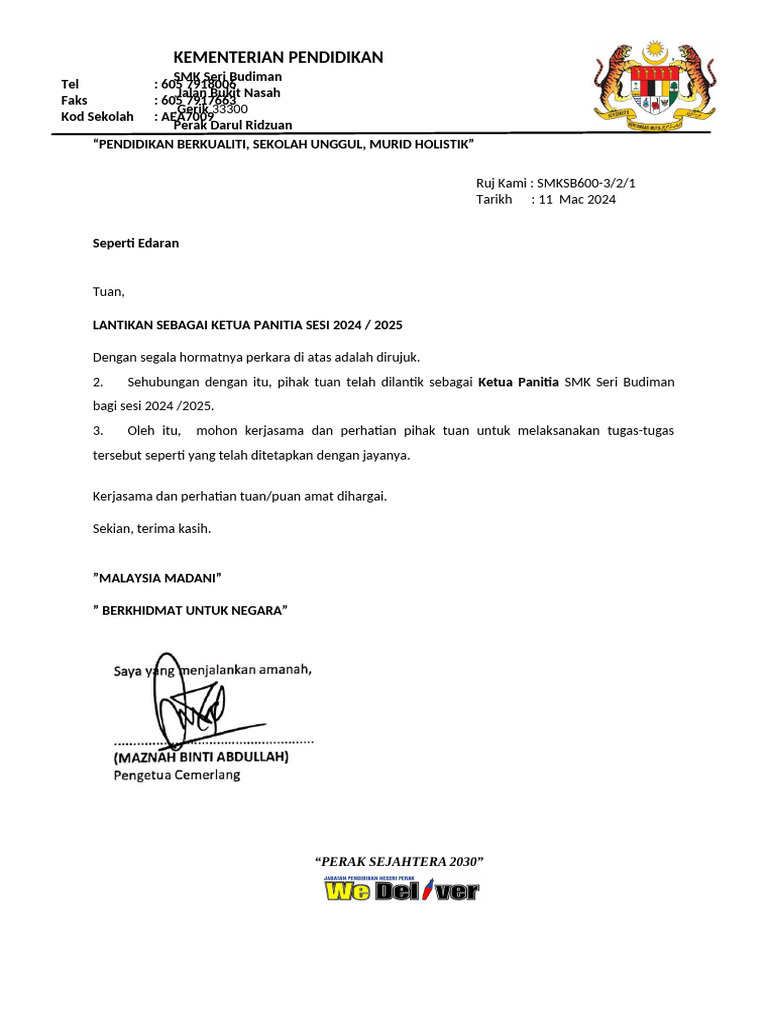 Surat Lantikan KP EDIT 2024 | PDF