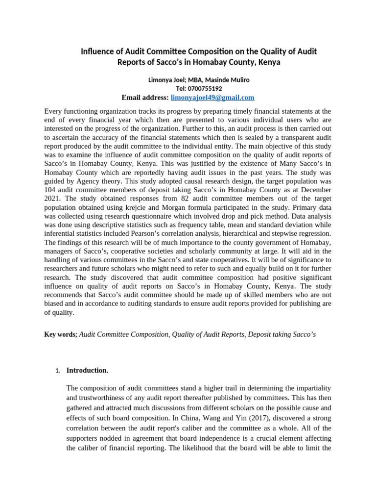 Audit Committeee Composition | PDF | Cronbach's Alpha | Audit