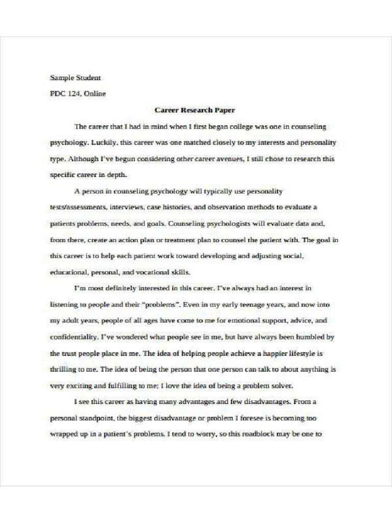 Student Career Research Paper | PDF