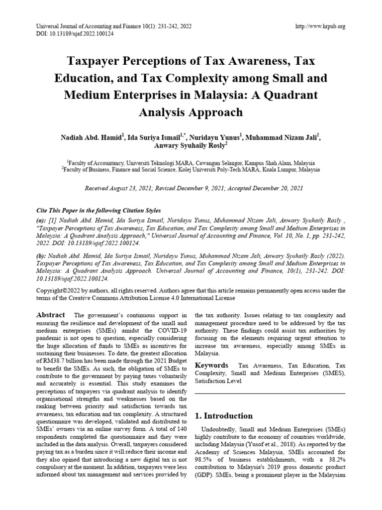 Taxpayer Perceptions of Tax Awareness Ta | PDF | Taxes | Knowledge