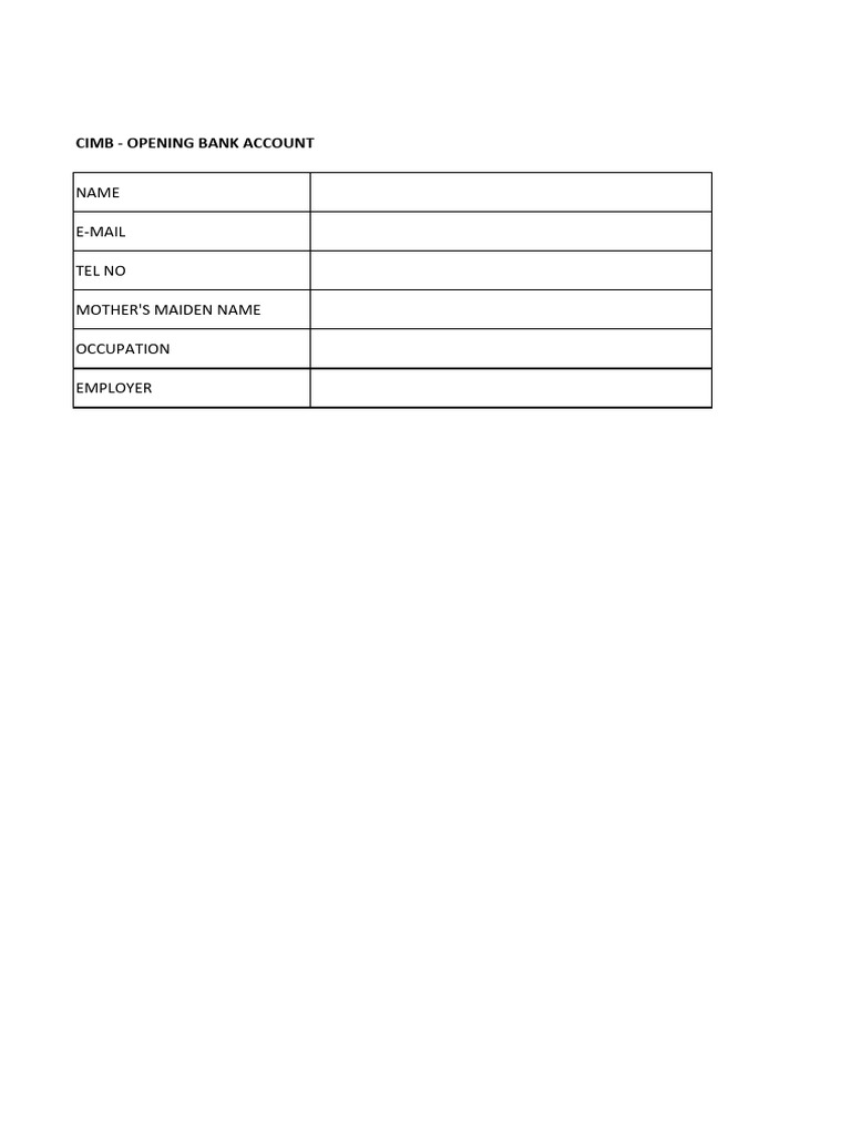 CIMB Opening Account Form | PDF