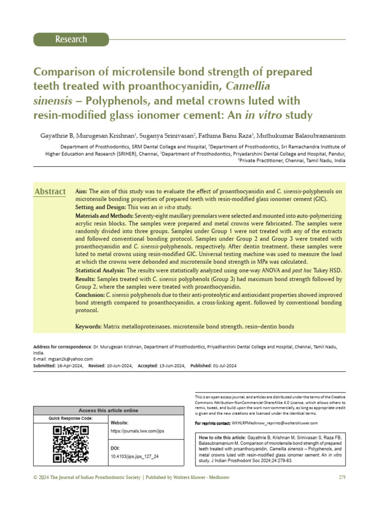 Comparison of Microtensile Bond Strength Of.11 | PDF | Dentin