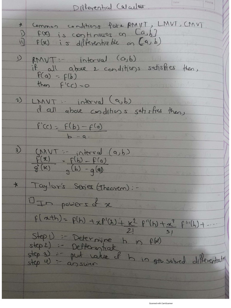 Differential Calculus Short Notes | PDF