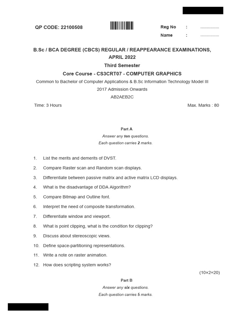 bsc-bca-3-sem-computer-graphics-22100508-apr-2022 | PDF | Computer ...