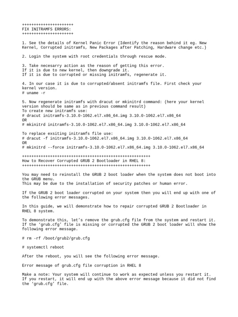Repair Grub & FIx Kernel Panic Error | PDF | System Software ...