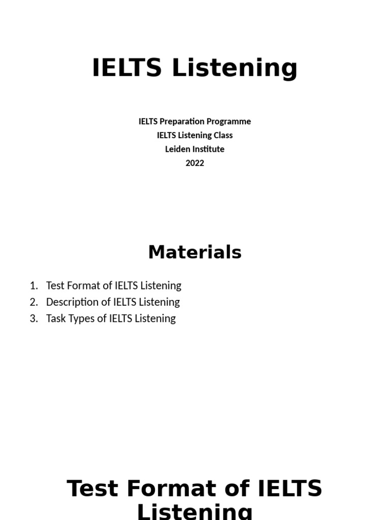 IELTS Listening Test Overview | PDF | International English Language ...