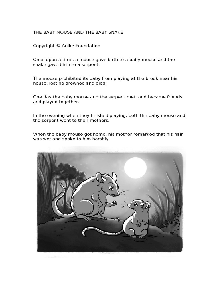 Baby Mouse and Snake: A Cautionary Tale | PDF | Snake