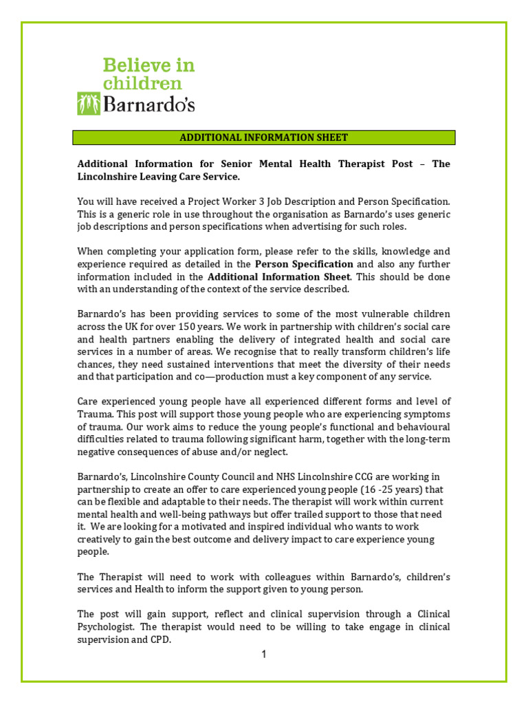 Additional - Information - Sheet - Senior Mental Health Therapist Post ...