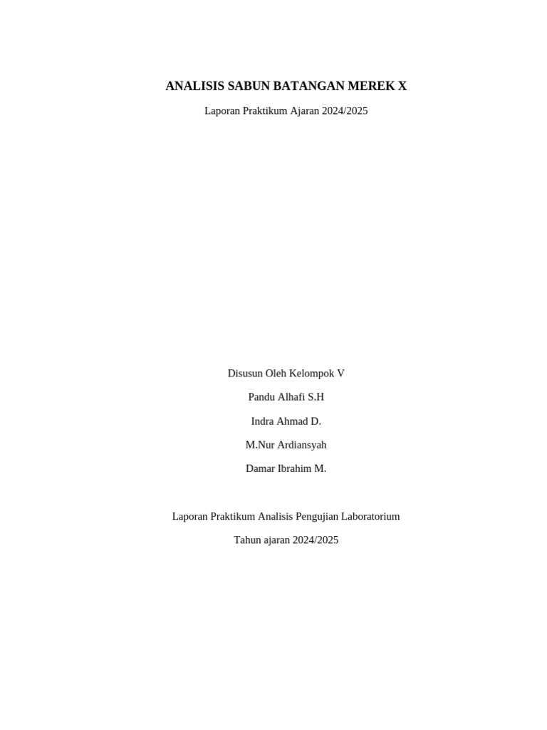 Analisis Sabun Batangan Merek X | PDF