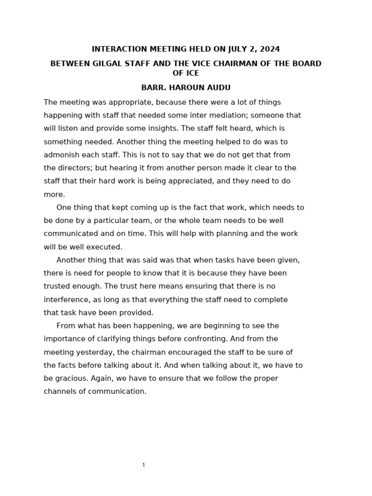 Loveth's Takeaways From ICE Staff and Board Meeting June 2, 2024 | PDF