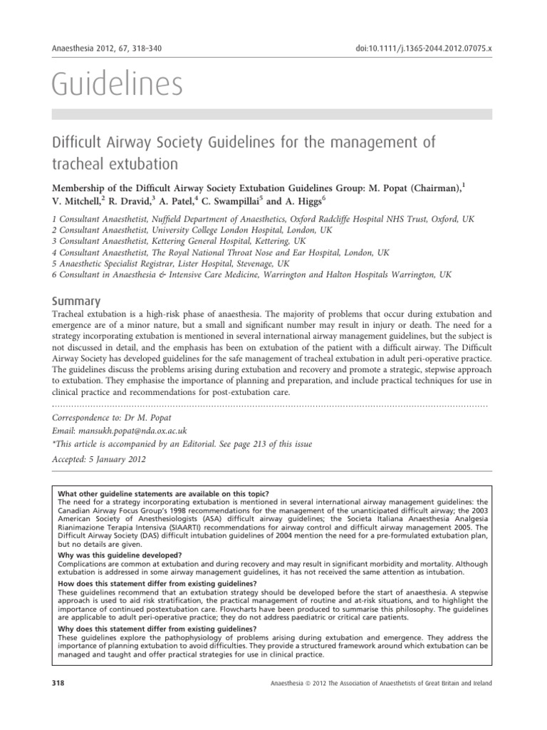 Anaesthesia - 2012 - - Difficult Airway Society Guidelines for the ...
