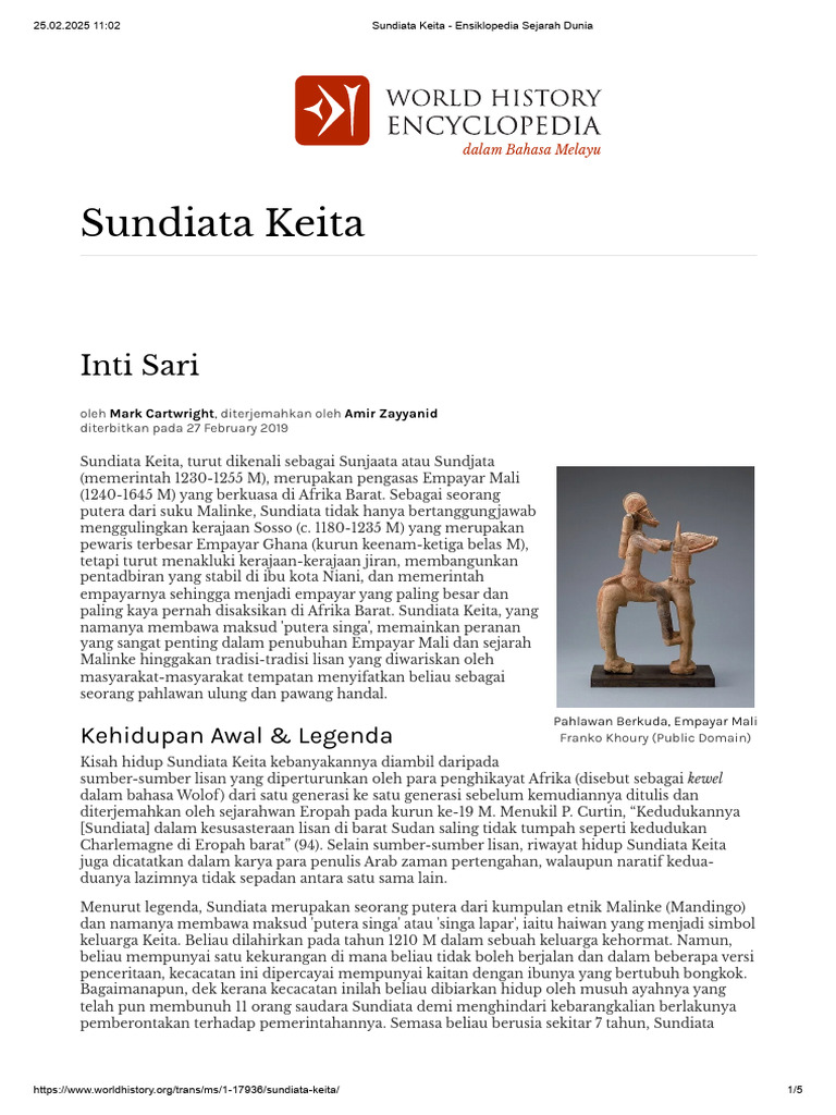 Sundiata Keita - Ensiklopedia Sejarah Dunia | PDF
