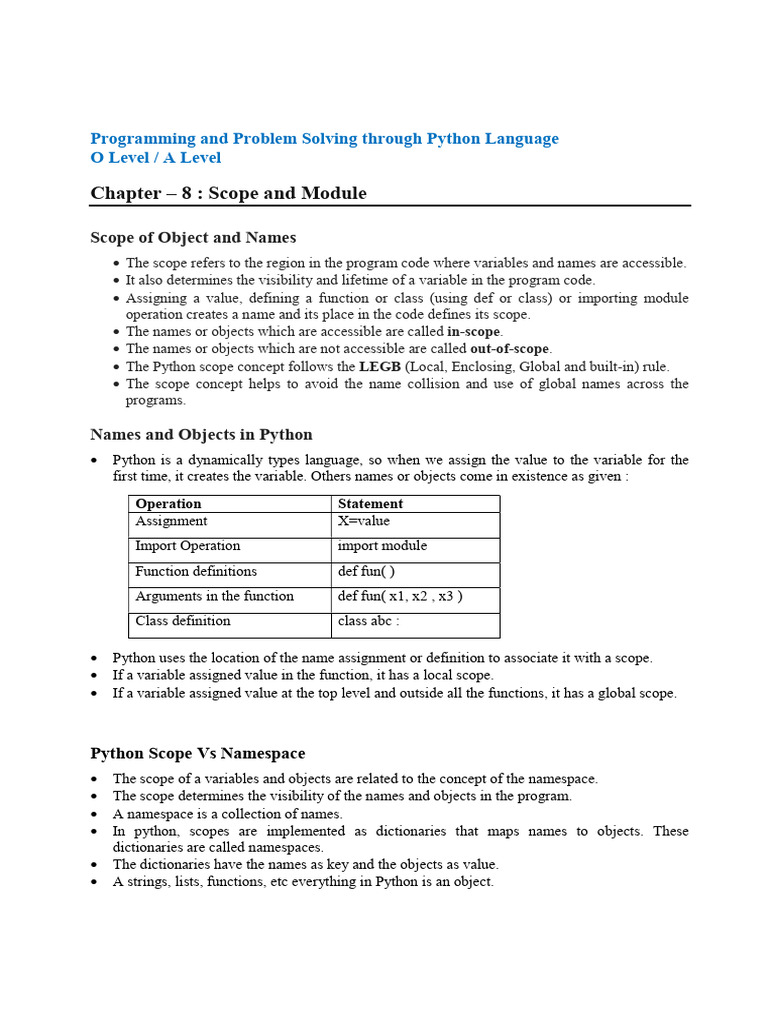 ALevel 1 Python 26may SS | PDF | Scope (Computer Science) | Namespace