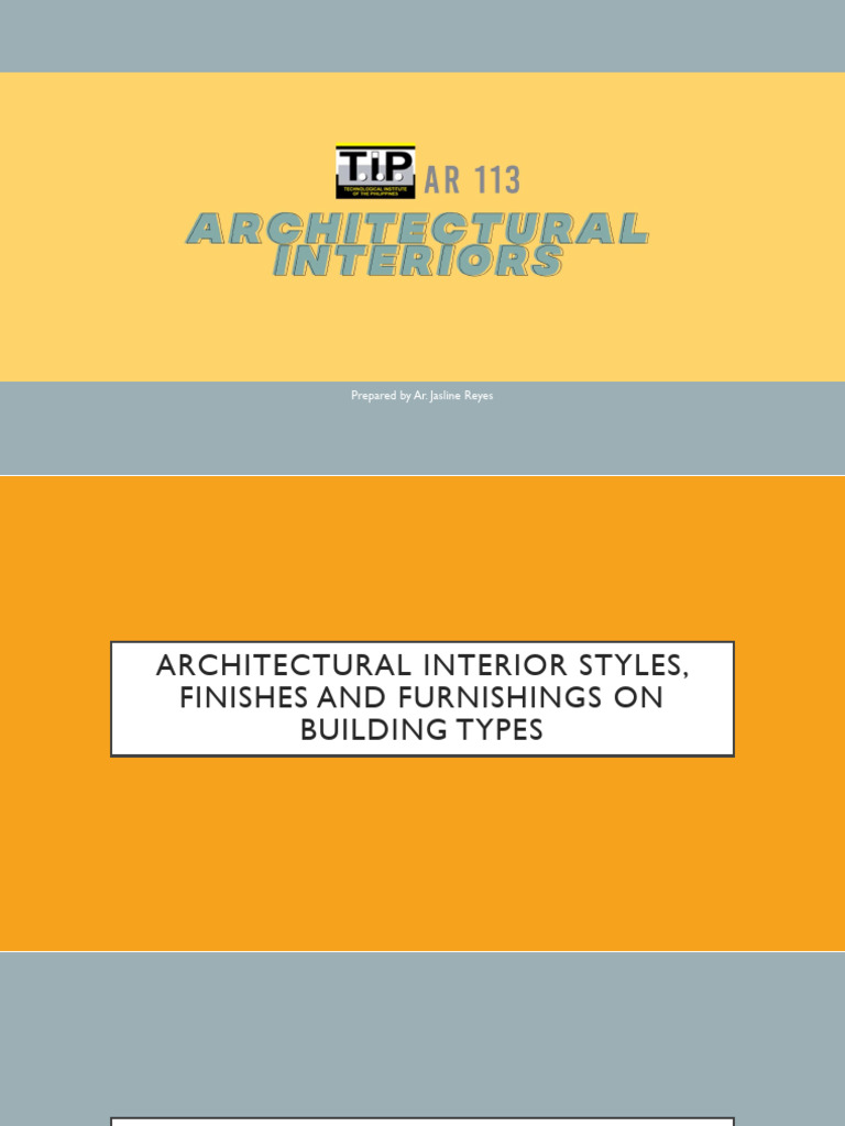 Architectural Interior Styles, Finishes and Furnishings On Building ...
