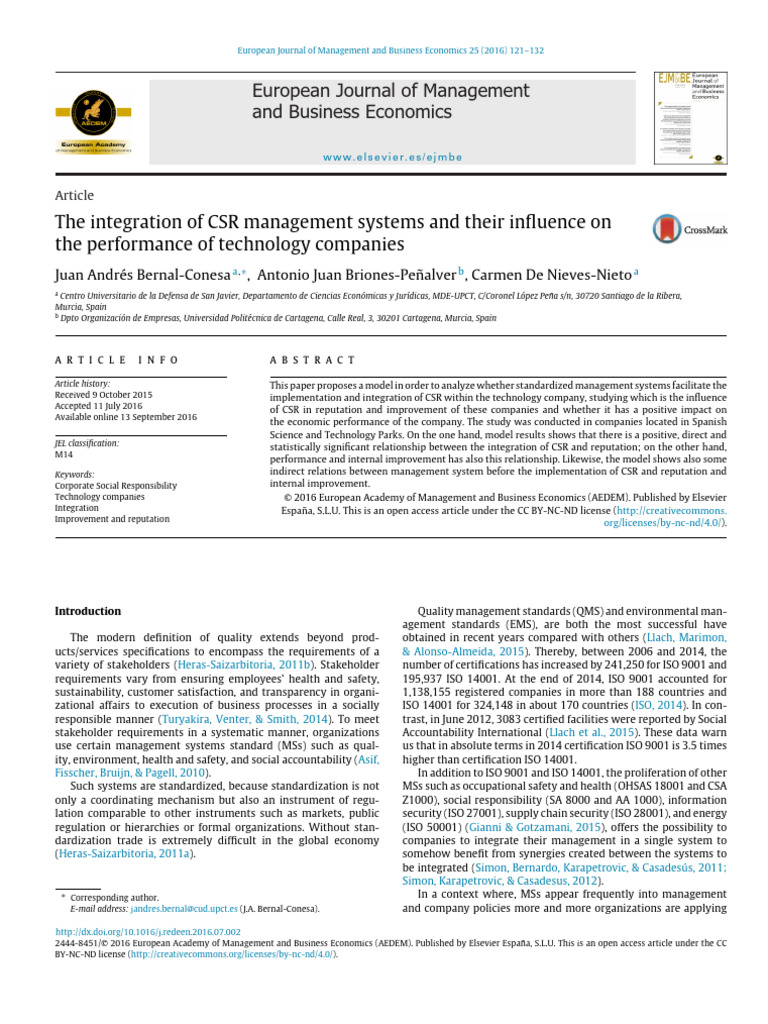 The Integration of CSR Management Systems and T - 2016 - European ...