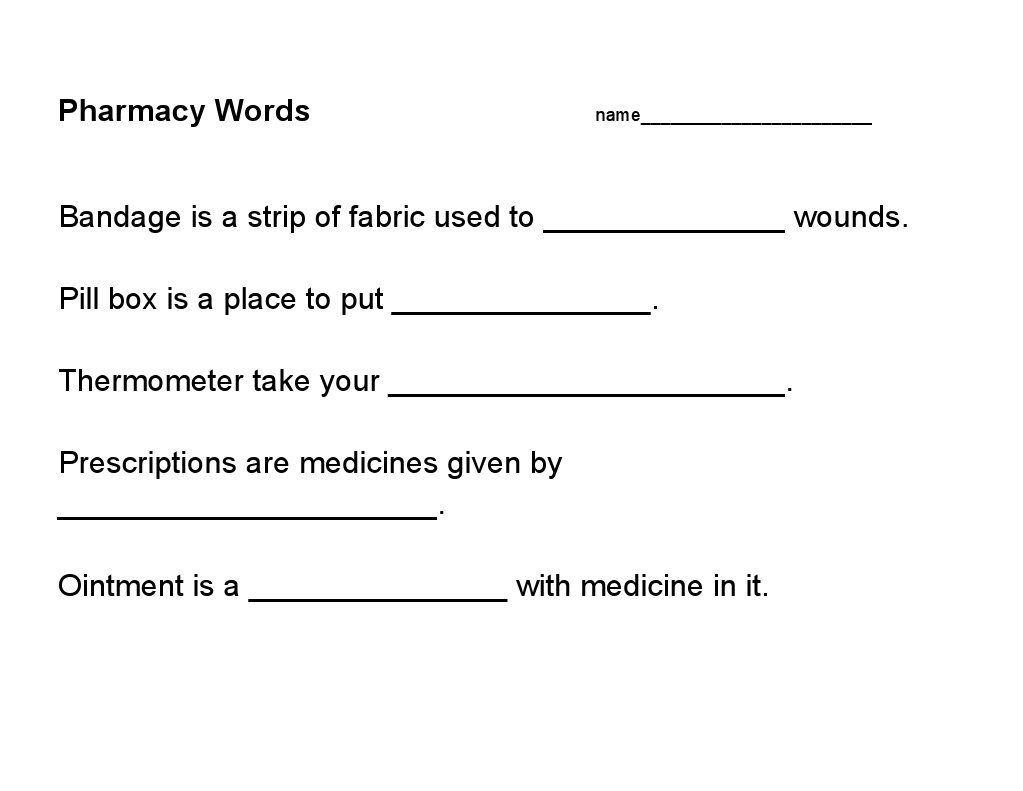 Pharmacy Vocabulary Worksheet | PDF