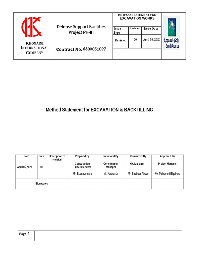 MOS Excavation and Backfilling | PDF