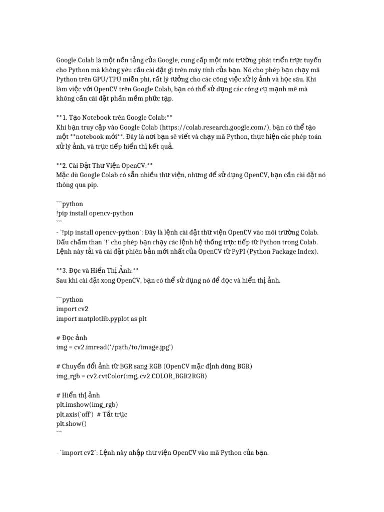 Google Colab OpenCV Huong Dan | PDF
