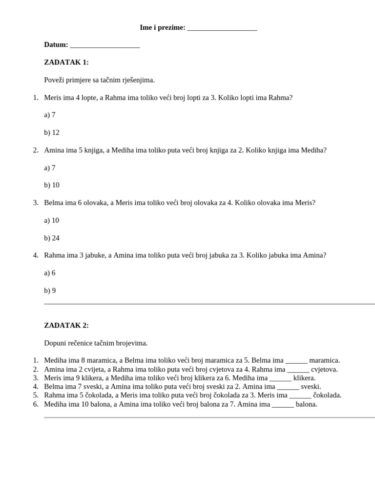 Za Toliko I Toliko Puta Veći Broj Listić | PDF