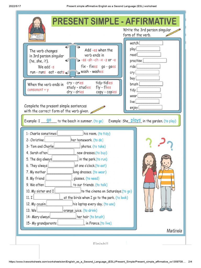 Present Simple Affirmative ESL Worksheet | PDF