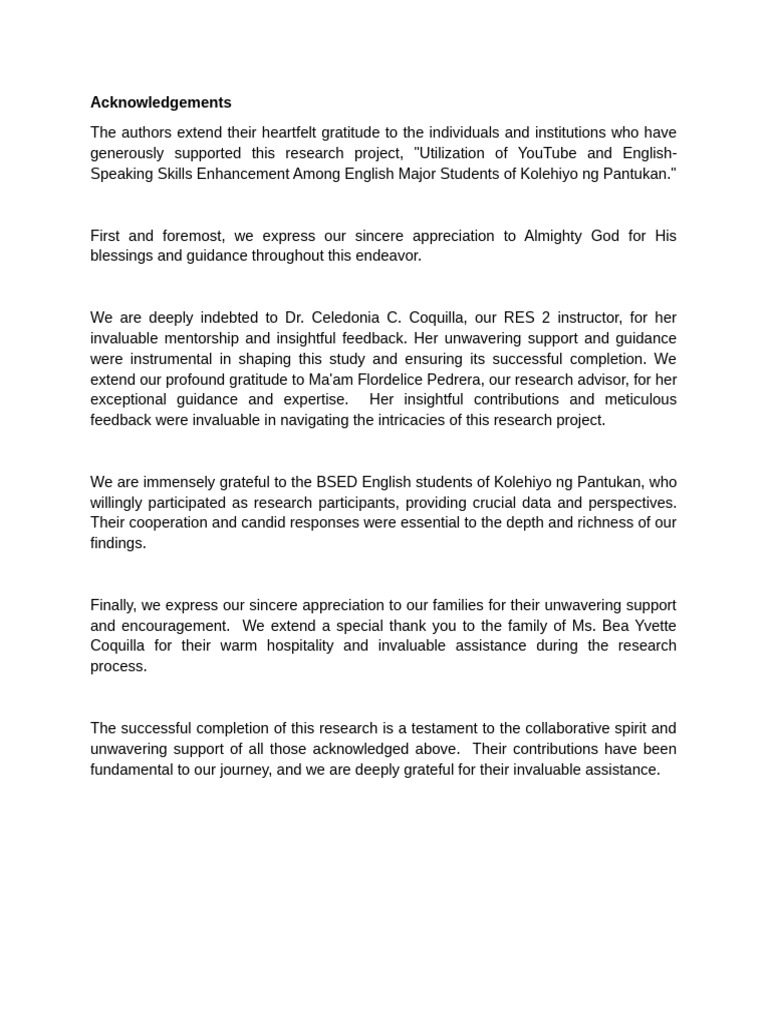 ACKNOWLEDGEMENTS | PDF | Gratitude