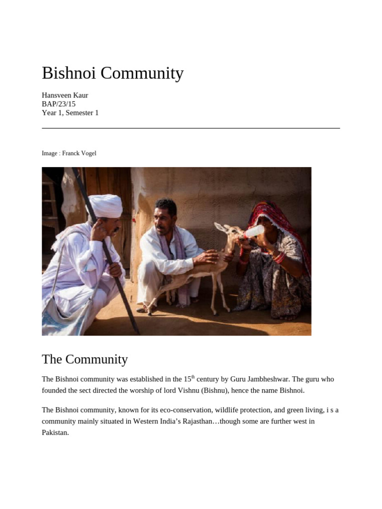 Bishnoi Community Assignment | PDF | Conservation Biology ...