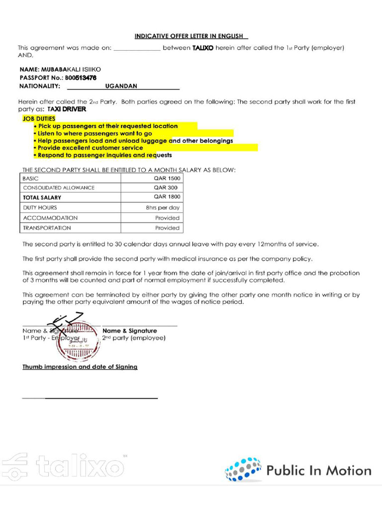 Indicative offer letter ouganda | PDF
