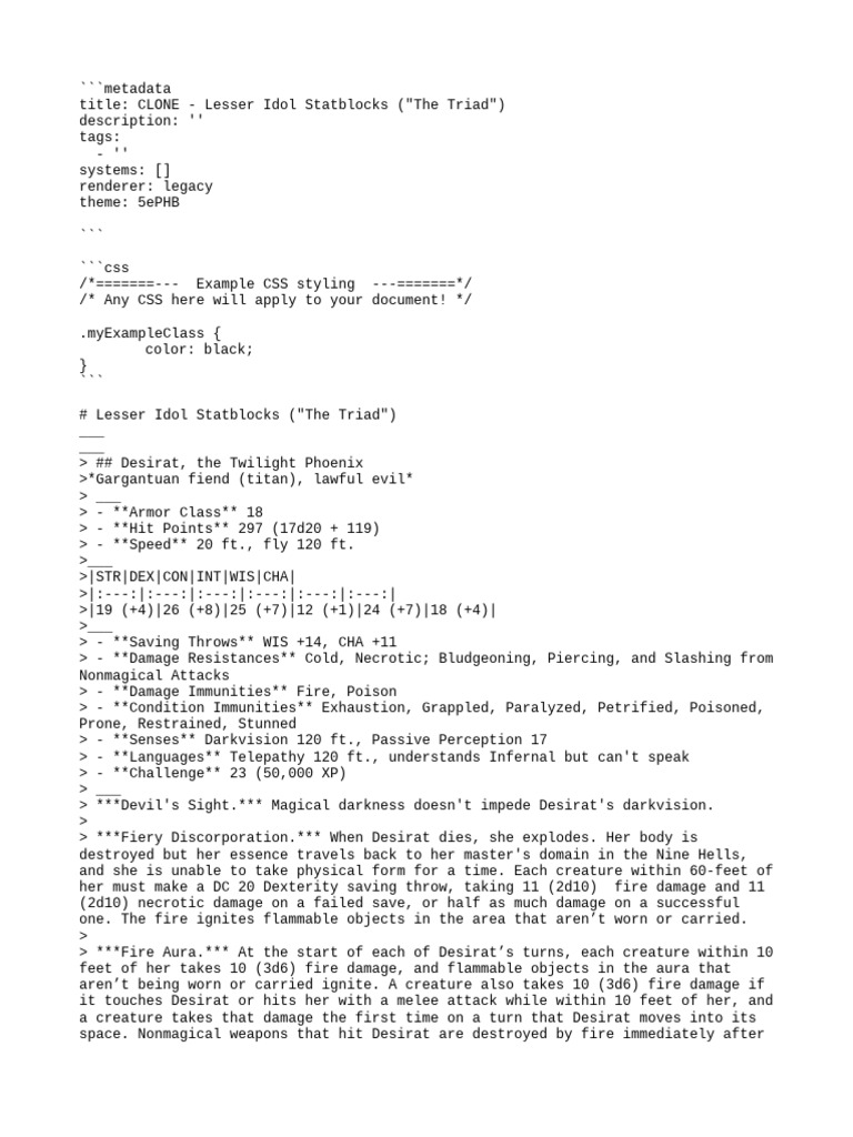 CLONE - Lesser Idol Statblocks (The Triad) | PDF