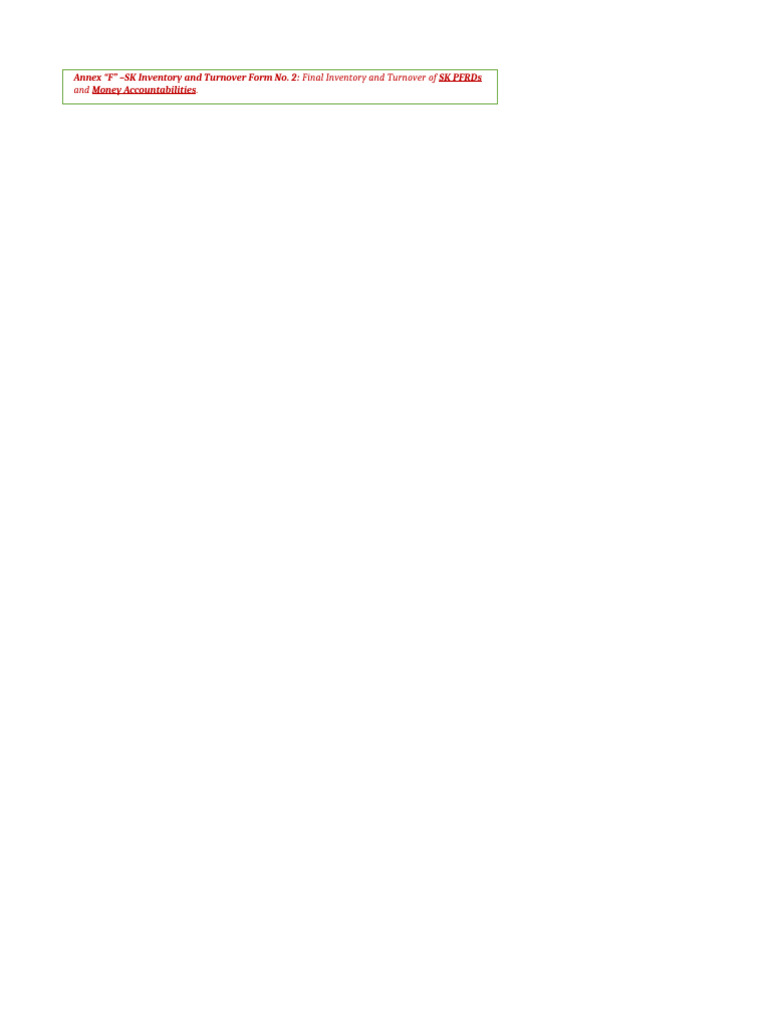 Annex F SK Inventory and Turnover Form No 2 Final Inventory and ...