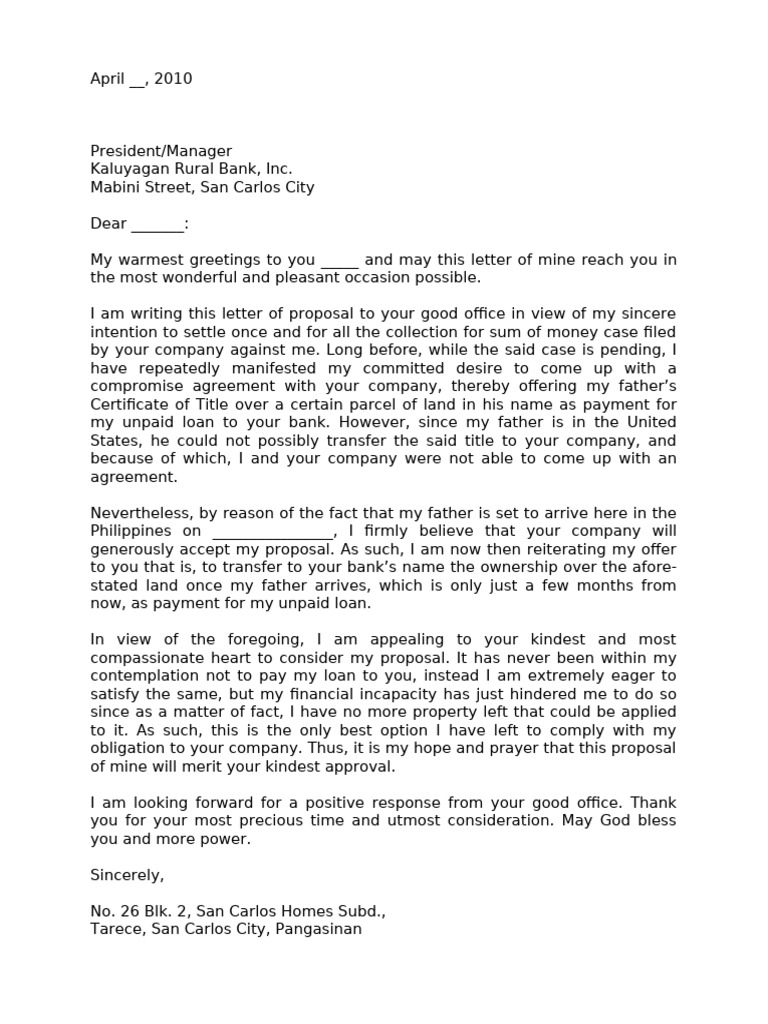 Letter of Proposal - (Compromise) | PDF