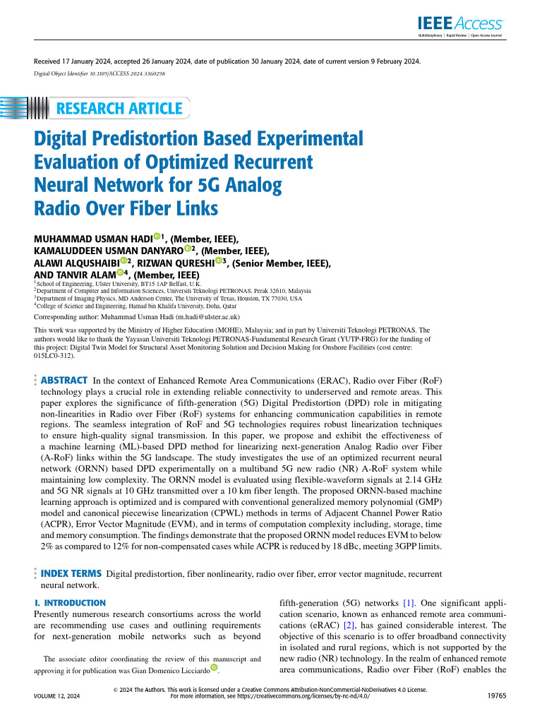 5G DPD with Optimized Neural Network | PDF | Fiber Optic Communication ...