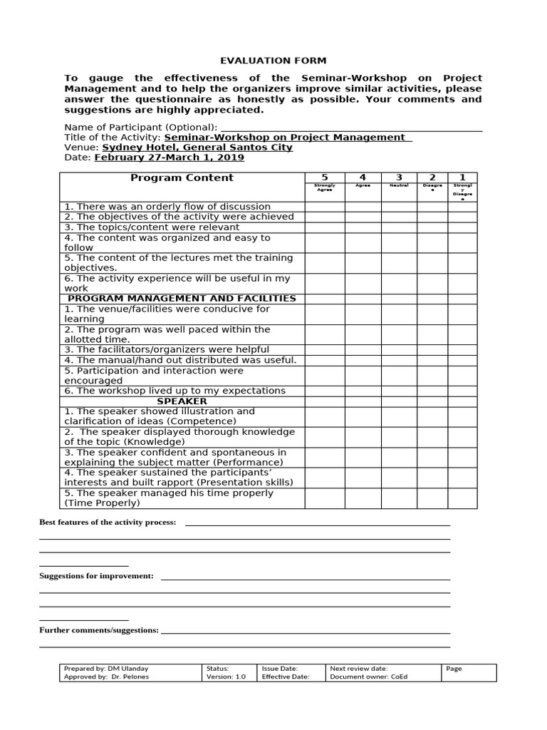 EVALUATION-FORM | PDF | Human Communication | Cognition