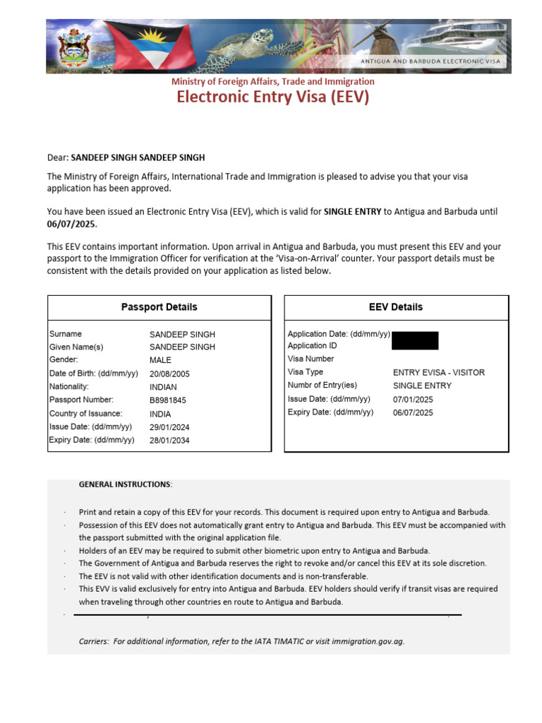 Electronic Entry Visa for Antigua | PDF | Travel Visa | Passport