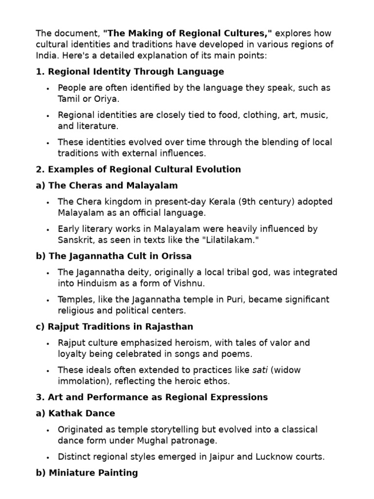 History - The Making of Regional Cultures | PDF
