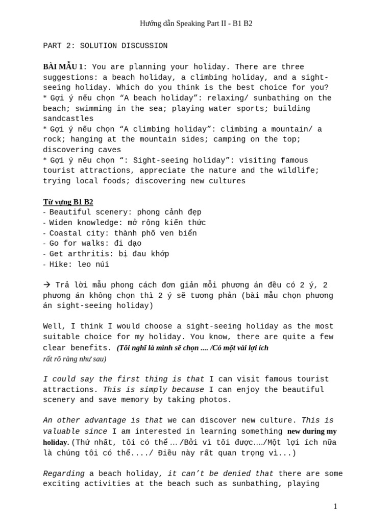 B1 B2 Speaking Part II Guide | PDF