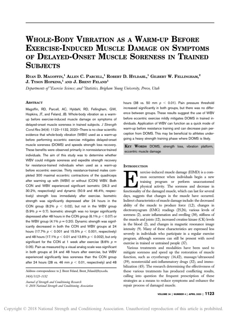 Whole Body Vibration As A Warm Up Before.31 | PDF | Skeletal Muscle ...