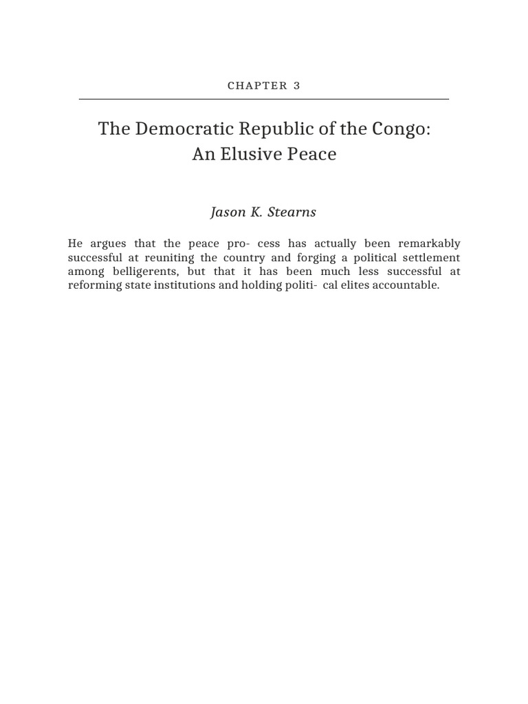 CHAPTER 3 The DRC An Elusive Peace | PDF | Democratic Republic Of The Congo