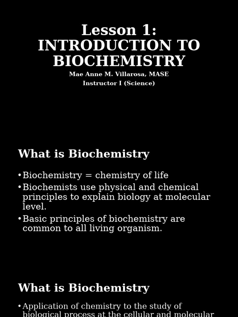 Lesson-1-Introduction-to-Biochemistry | PDF | Biochemistry | Chemistry