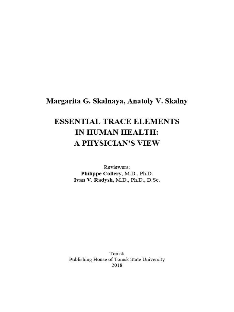 Essential Trace Elements in Human Health A Physician S View 124 FR 0 | PDF | Iron | Biochemistry
