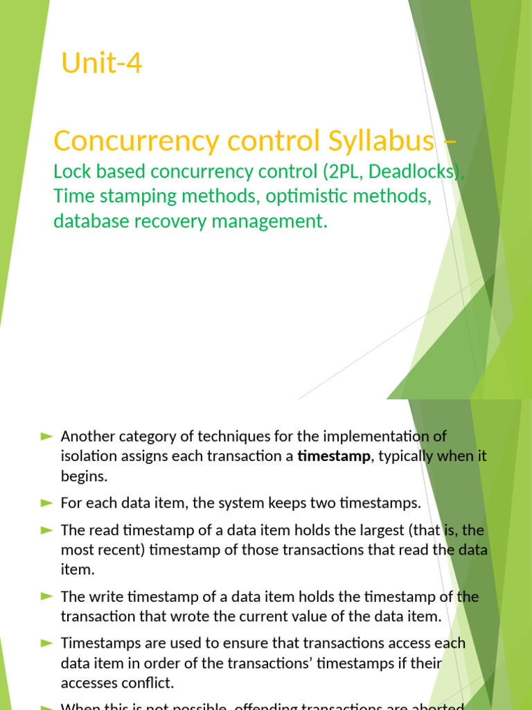 Unit-4 Concurrency Control | PDF | Database Transaction | Information Technology Management
