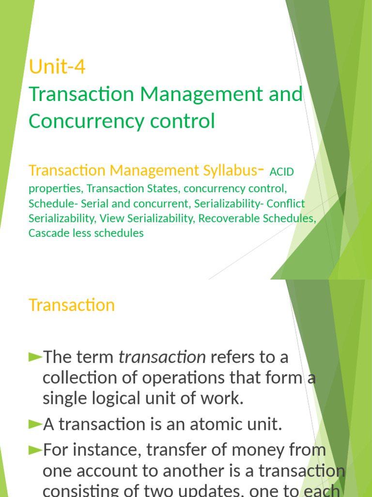 Unit-4 Transaction MGMT | PDF | Database Transaction | Computer Science