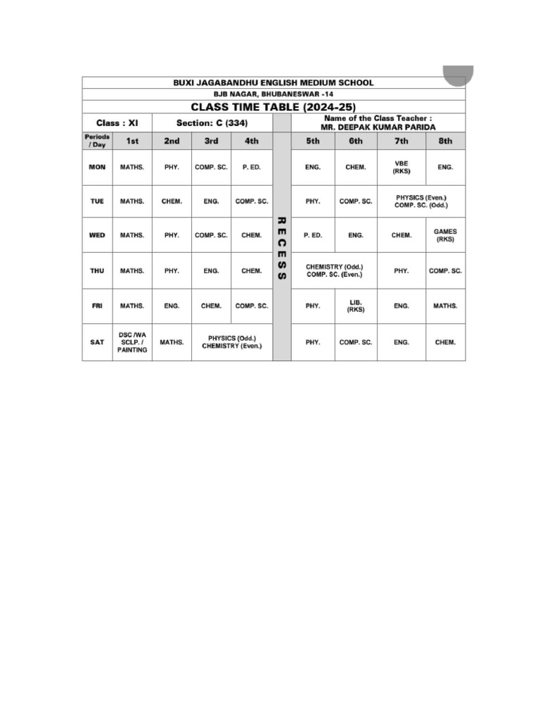 Time Table | PDF