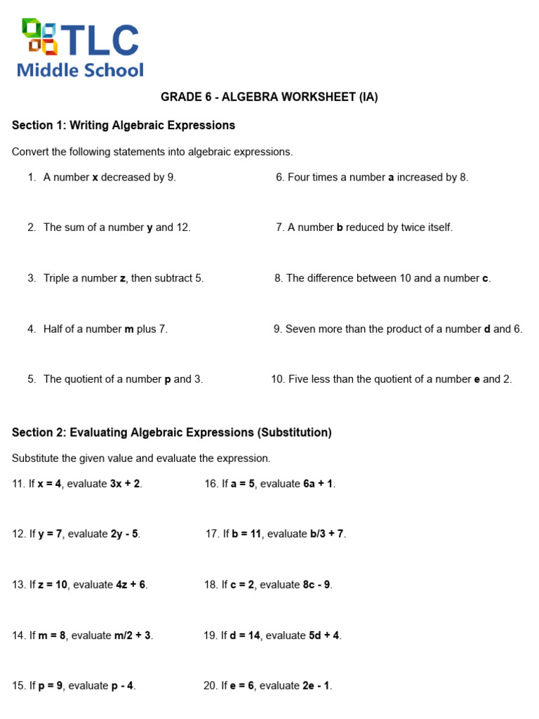 gr6 Math Algebra l1-3 (IA) | PDF
